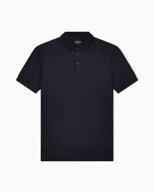 Giorgio Armani Pure Virgin-wool Piqué Polo Shirt - Blue
