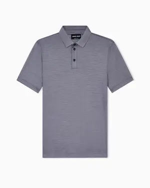 Giorgio Armani Pure Virgin-wool Piqué Polo Shirt - Grey