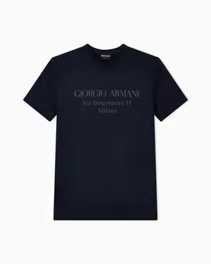 Giorgio Armani Borgonuovo 11 Crew-neck T-shirt In Pima Cotton Jersey - Blue