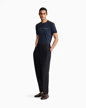 Giorgio Armani Borgonuovo 11 Crew-neck T-shirt In Pima Cotton Jersey - Blue