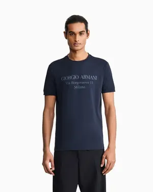 Giorgio Armani Borgonuovo 11 Crew-neck T-shirt In Pima Cotton Jersey - Blue