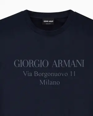 Giorgio Armani Borgonuovo 11 Crew-neck T-shirt In Pima Cotton Jersey - Blue