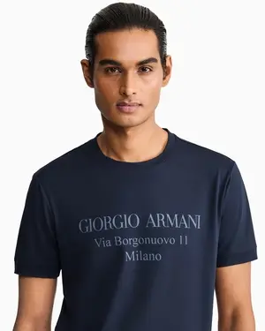 Giorgio Armani Borgonuovo 11 Crew-neck T-shirt In Pima Cotton Jersey - Blue