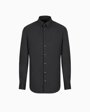 Giorgio Armani Plain-knit Stretch Cotton Shirt - Black