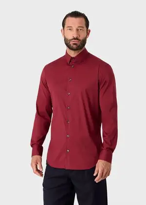Giorgio Armani Plain-knit Stretch Cotton Shirt Red