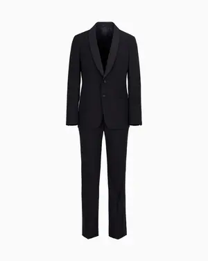 Giorgio Armani Soho Line Single-breasted Tuxedo In Wool Crêpe - Navy_blue