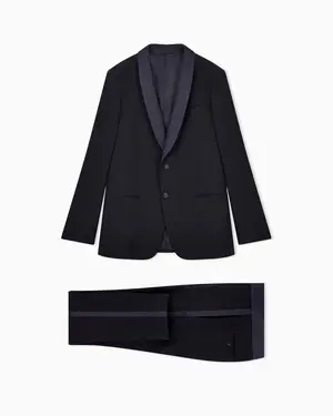 Giorgio Armani Soho Line Single-breasted Tuxedo In Wool Crêpe - Navy_blue