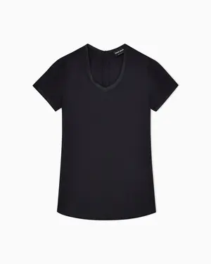 Giorgio Armani Silk Charmeuse V-neck Blouse - Black