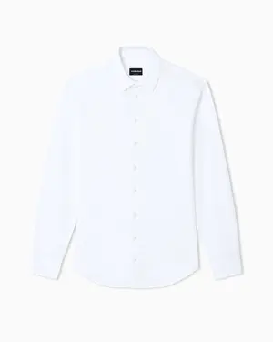 Giorgio Armani Regular-fit Cotton-seersucker Shirt - White