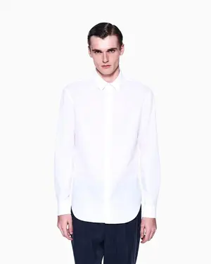 Giorgio Armani Regular-fit Cotton-seersucker Shirt - White