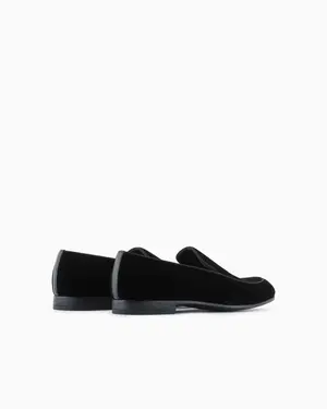 Giorgio Armani Velvet Loafers With Embroidered Logo