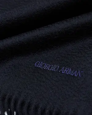 Giorgio Armani Cashmere Stole With Fringing - Blue