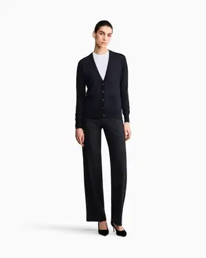 Giorgio Armani Wool Crepe Trousers - Navy Blue