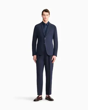 Giorgio Armani Regular-fit Shirt In Linen - Navy Blue