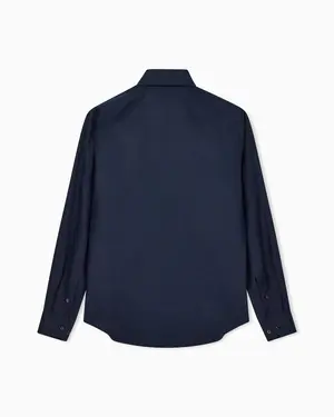 Giorgio Armani Regular-fit Shirt In Linen - Navy Blue