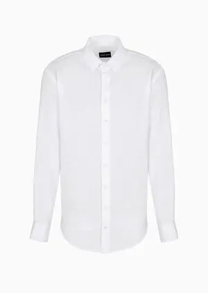 Giorgio Armani Regular-fit Shirt In Linen White Logo