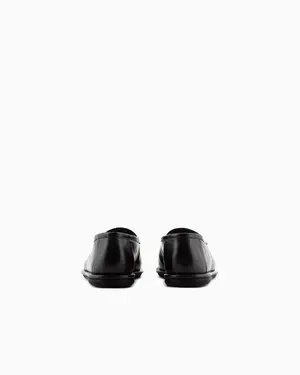 Giorgio Armani Nappa Leather Loafers With Embossed Logo - Black