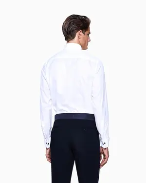 Giorgio Armani Icon Tuxedo Shirt In Cotton Poplin