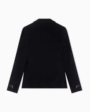 Giorgio Armani Single-breasted Velvet Jacket With Button Detail - Black
