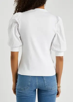 Veronica Beard Coralee Ribbed Stretch-cotton Top - White