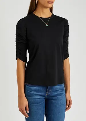 Veronica Beard Waldorf Cotton T-shirt - Black