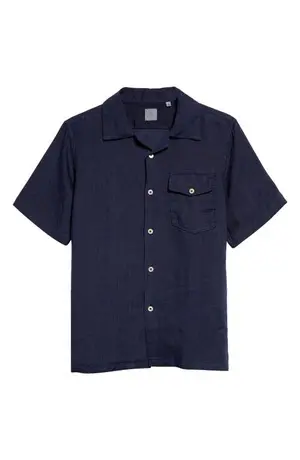 Eleventy Short Sleeve Linen Button-up Shirt