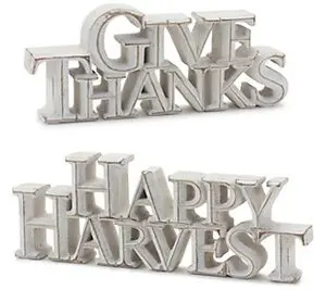 MELROSE Happy Harvest & Give Thanks Tabletop Si N Set Of Two - One-color