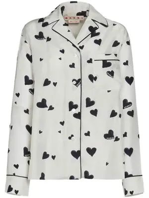 Marni Bunch Of Hearts Silk Pajama Shirt