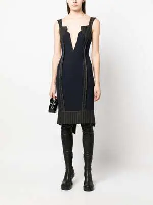Moschino V-neck Panelled Midi Dress
