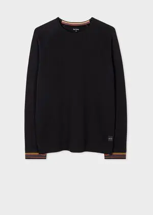 Paul Smith Cotton 'artist Stripe' Cuff Lounge Top - Black