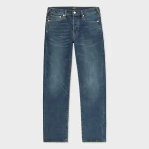 Paul Smith Standard-Fit 'Crosshatch Stretch' Rinse Jeans - Mid Wash