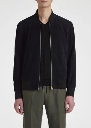 Paul Smith Suede Bomber Jacket - Blue