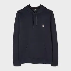 Paul Smith Cotton Zebra Logo Hoodie - Blue