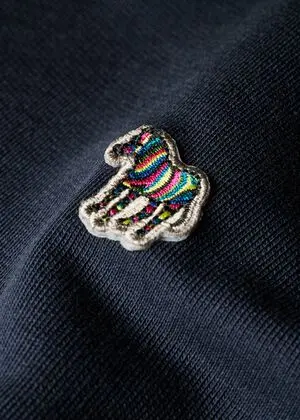 Paul Smith Cotton Zebra Logo Hoodie - Blue
