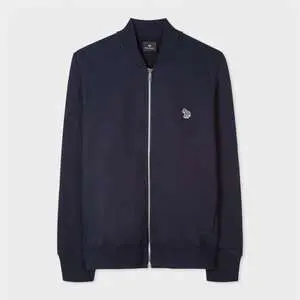 Paul Smith Organic Cotton Zebra Logo Bomber Jacket - Blue