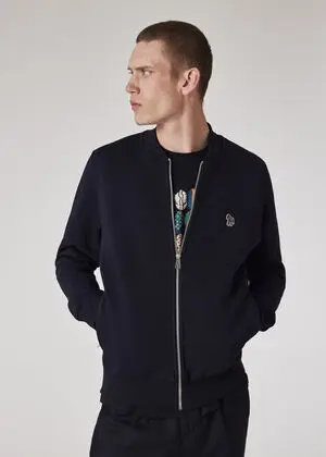 Paul Smith Organic Cotton Zebra Logo Bomber Jacket - Blue