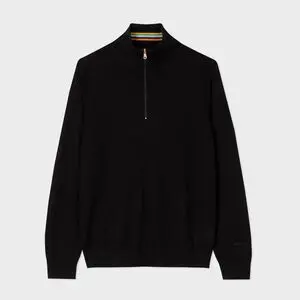 Paul Smith Merino Wool Half Zip Sweater - Black