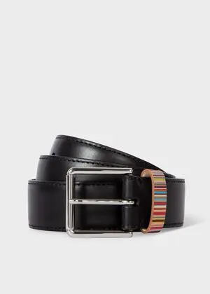 Paul Smith Leather Belt With Signature Stripe Keeper