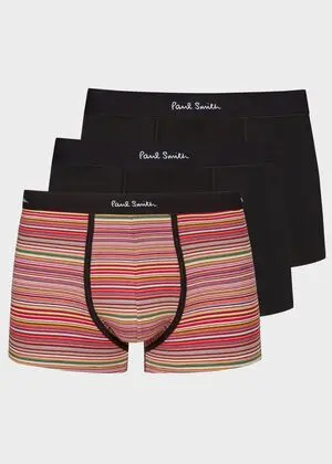 Paul Smith Organic-cotton Mixed Stripe Boxer Briefs Three Pack - Black