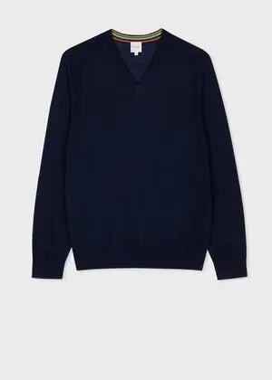 Paul Smith Merino V-neck Sweater - Blue