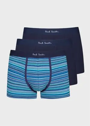 Paul Smith Organic-cotton 'signature Stripe' Mix Boxer Briefs Three Pack - Blue