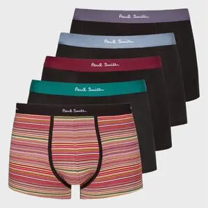 Paul Smith 'signature Stripe' Mixed Organic-cotton Boxer Briefs Five Pack - Multicolour