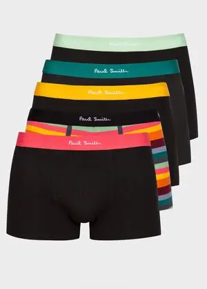 Paul Smith Organic Cotton Mixed Boxer Briefs Five Pack - Black