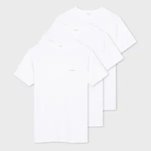 Paul Smith Logo Organic Cotton Logo Lounge T-shirts Three Pack - Black