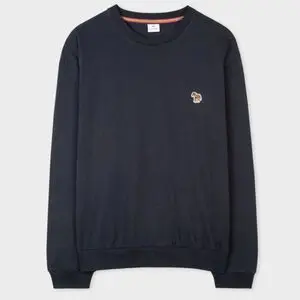 Paul Smith Organic Cotton Long-Sleeve T-Shirt With Zebra Logo Navy