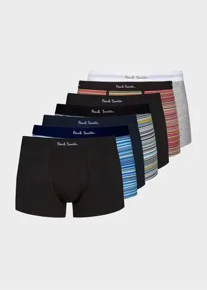Paul Smith Signature Stripe' Organic Cotton Mixed Boxer Briefs Seven Pack