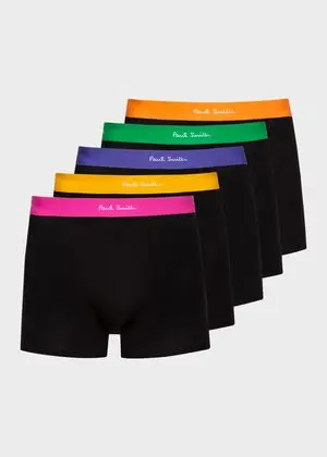 Paul Smith Long Boxer Briefs Five Pack With Multi-colour Waistbands