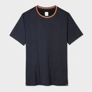 Paul Smith Navy 'artist Stripe' Collar Cotton T-shirt Navy