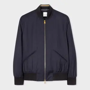 Paul Smith Wool 'storm System' Bomber Jacket - Blue
