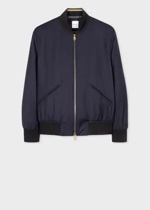Paul Smith Wool 'storm System' Bomber Jacket - Blue